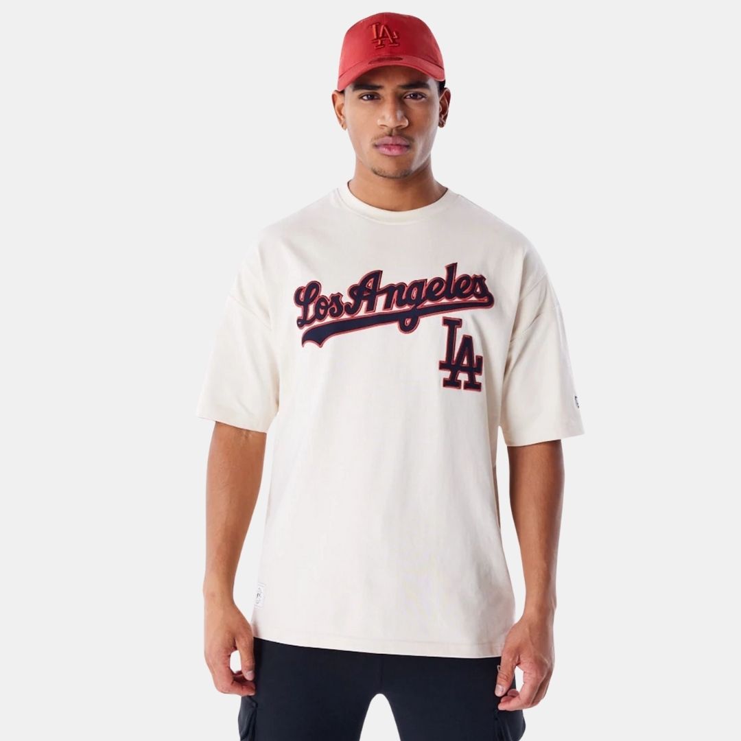 New Era LA Dodgers MLB Rib Infill Light Beige Oversized T-Shirt ...