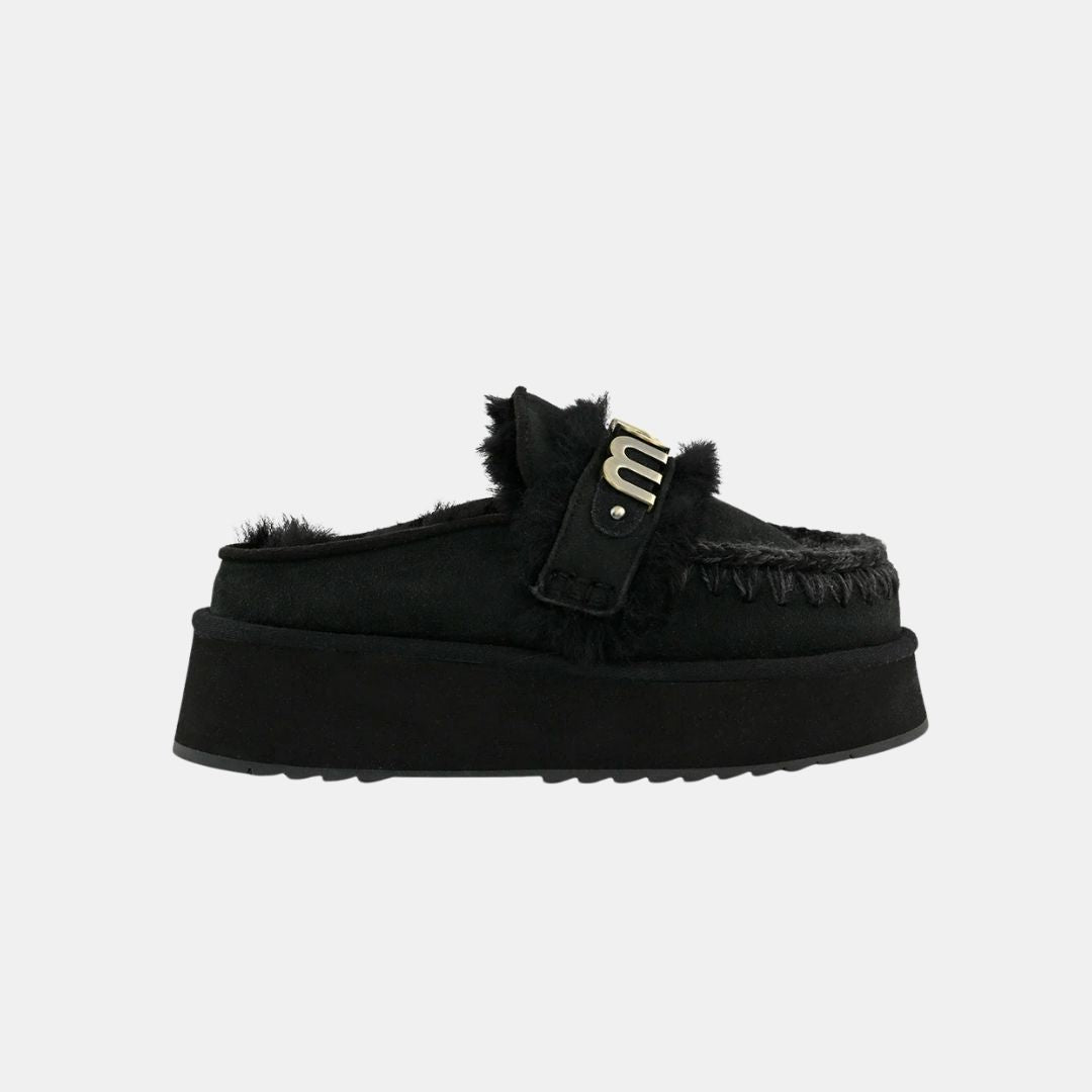 Mou Platform Clog-Letter Logo Black – Brands Democracy